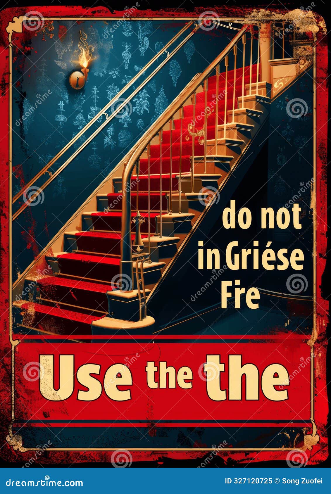 Minimalistic Fire Safety Sign: Use Stairs, Do Not Use Elevator Stock ...