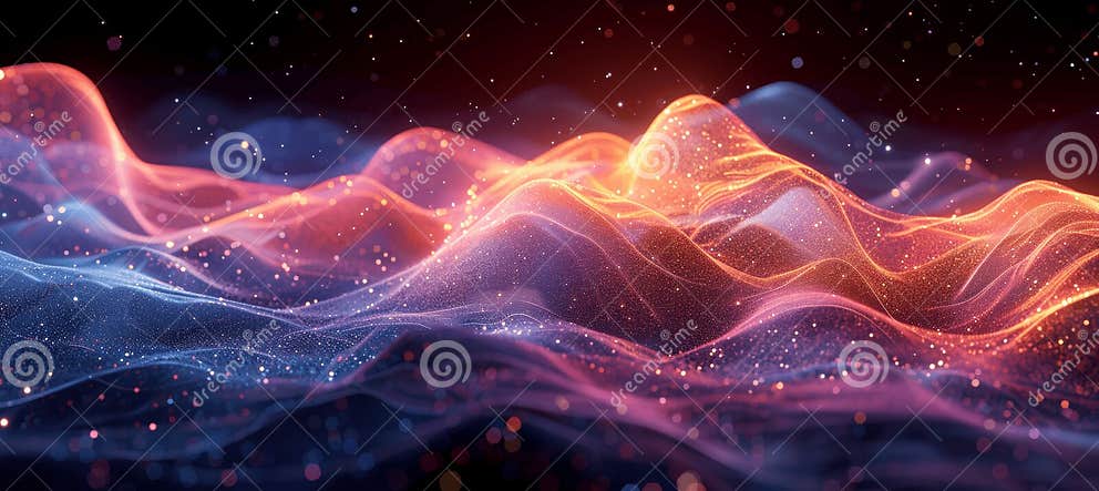 Colorful Low Poly Sound Waves Visualization on Black Background Stock ...