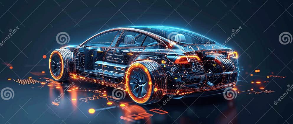 Dynamic Visualization of High-Tech EV Battery and Motor Unit in Dark ...