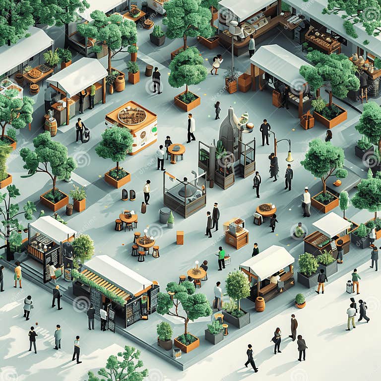 Isometric Networking Event with Minimalistic Illustrations and 3D ...