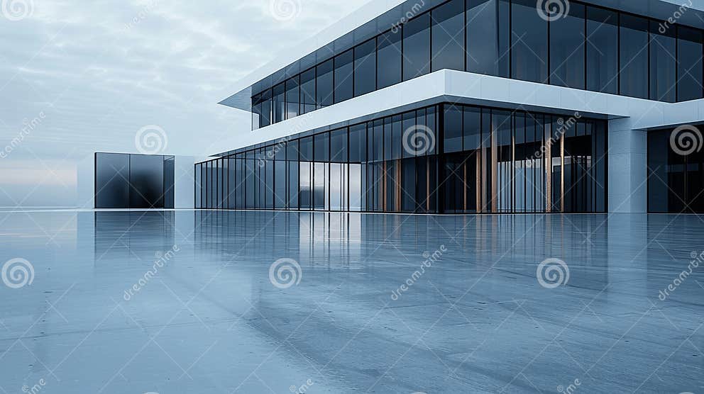 Minimalist White Glass Cube Buildings with Clear Reflections Stock ...