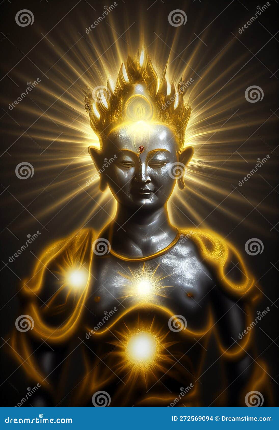 Image Generated by AI. Portrait of Buddha with His Head Illuminated ...