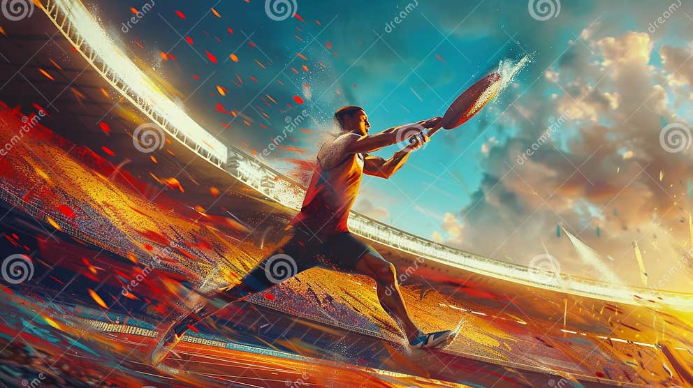 Dynamic Hammer Throw Action at a Polish Stadium Stock Illustration ...