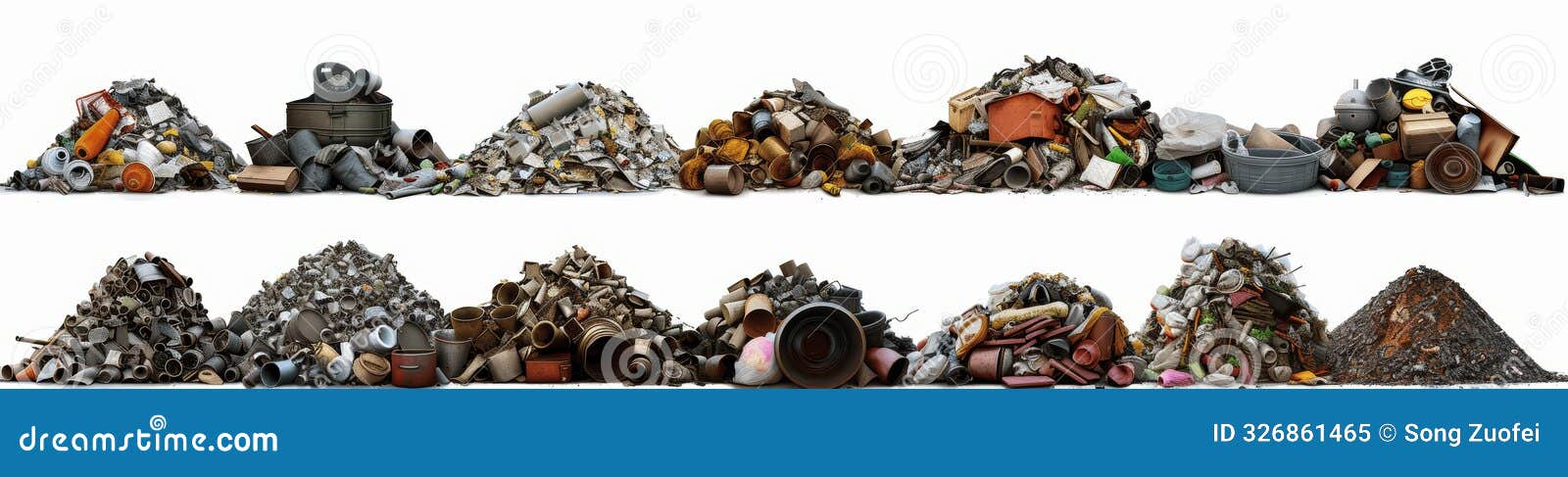 Detailed Urban Trash Piles Set - Isolated Images on White Background ...