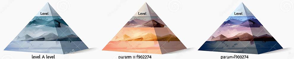Flat Color Vector Pyramid Illustrations with Labels in Pastel Colors ...