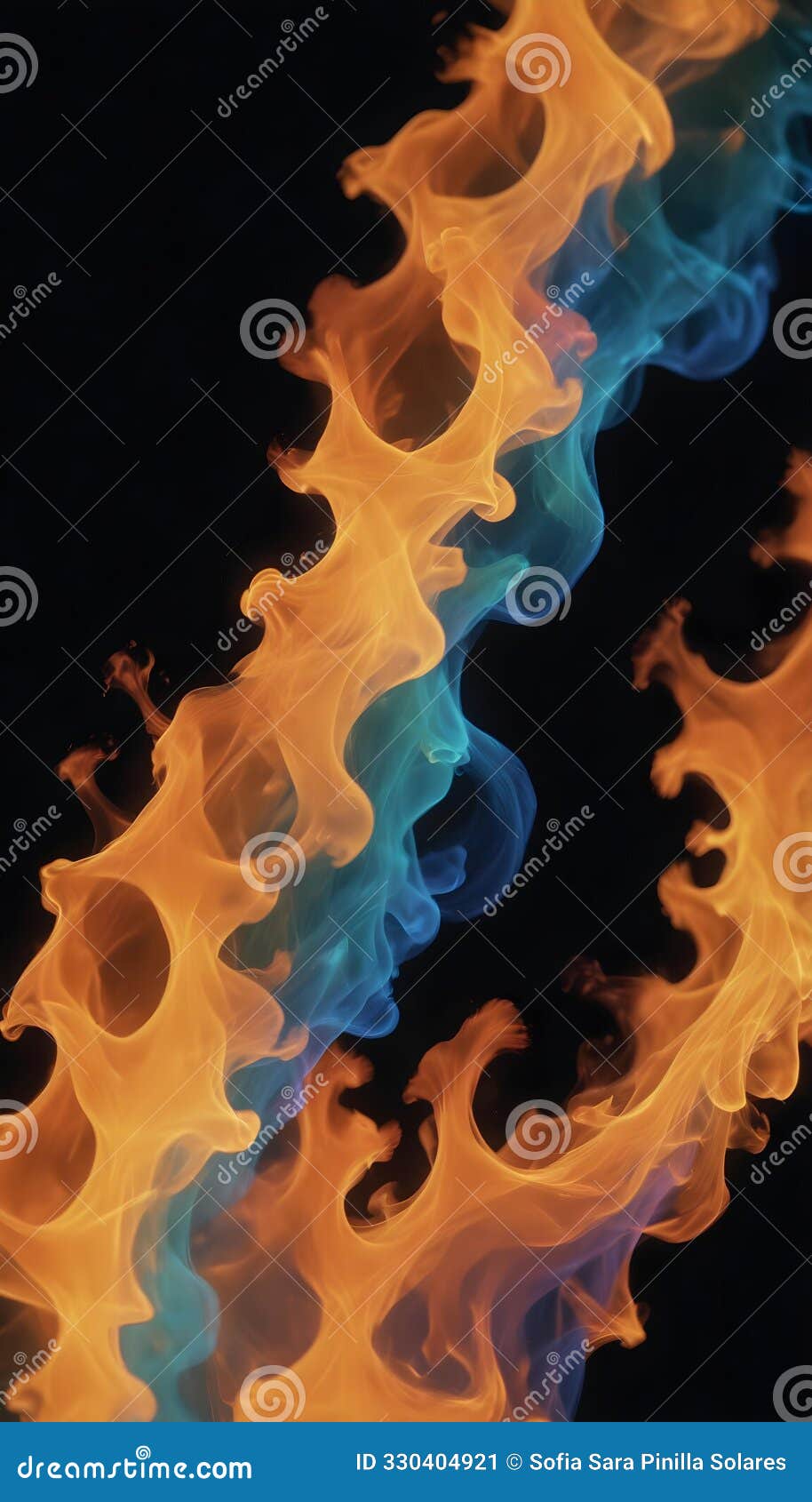 Vibrant Flame Pattern Transitioning from Blue To Orange and Yellow ...