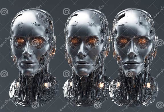 Ad 3d Robot Angles Set Render Very Different Three Olated Detailed Face ...