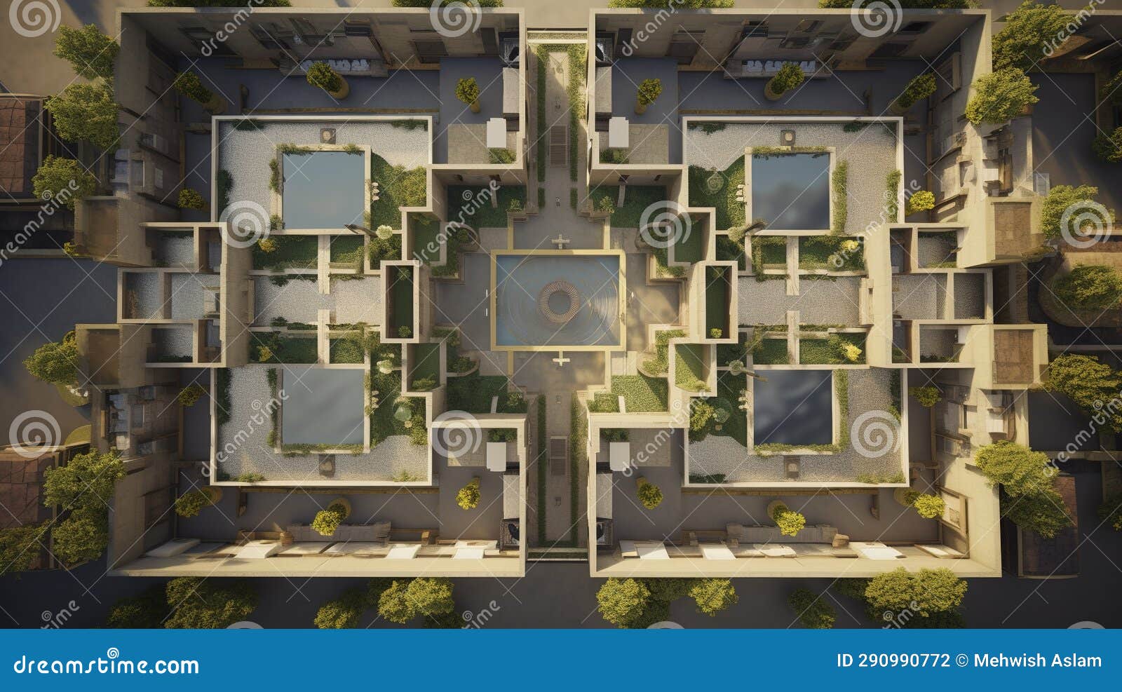 An Aerial View of a Triplex Complex with Green Spaces Stock ...