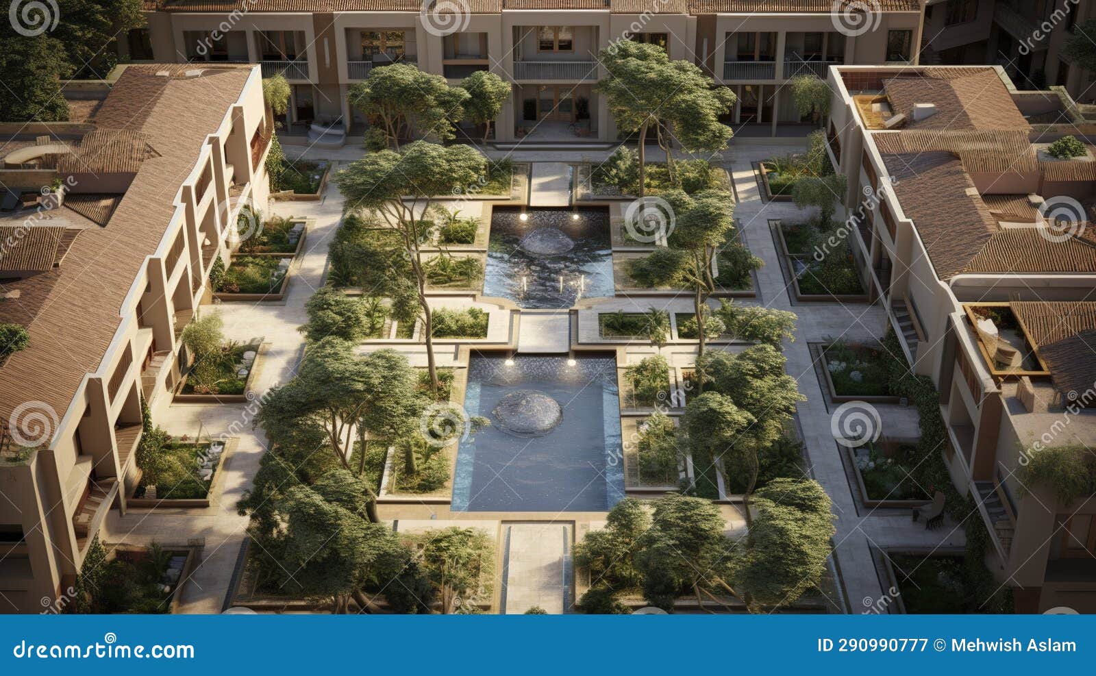An Aerial View of a Triplex Complex with Green Spaces Stock ...