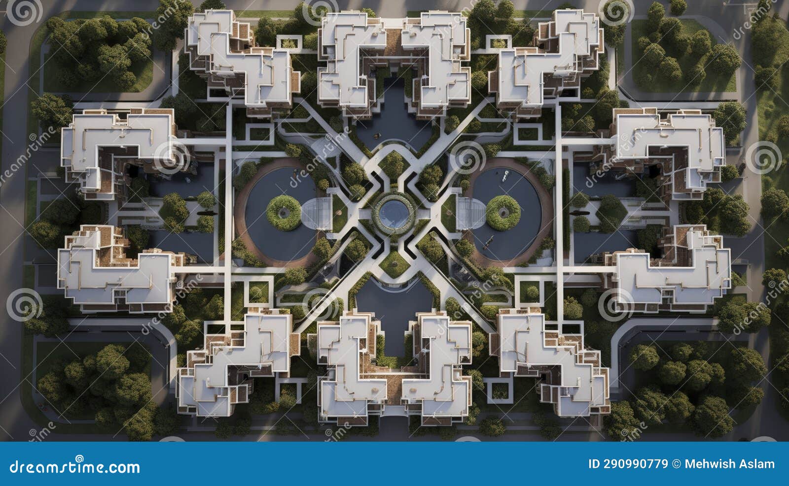 An Aerial View of a Triplex Complex with Green Spaces Stock ...