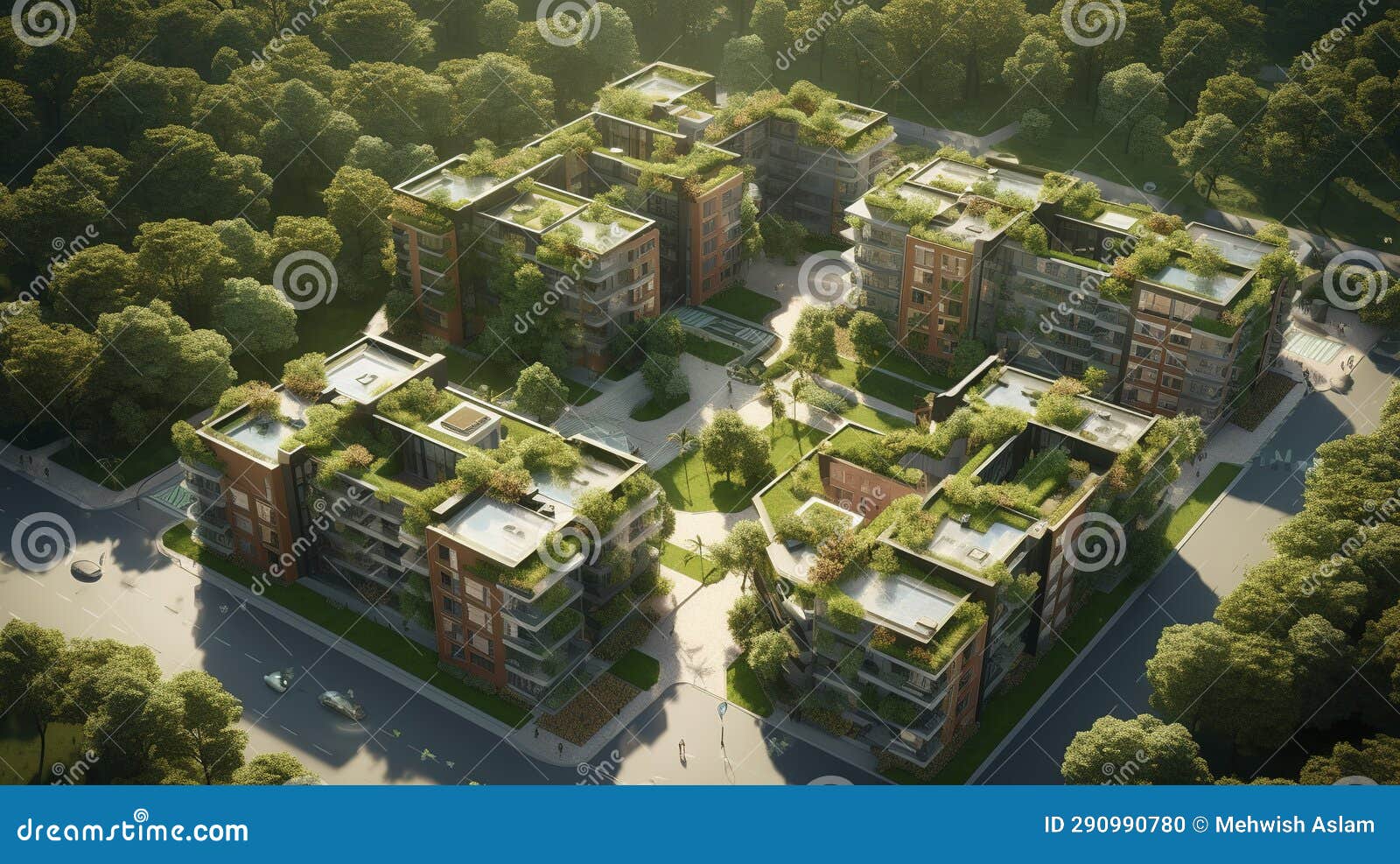 An Aerial View of a Triplex Complex with Green Spaces Stock ...