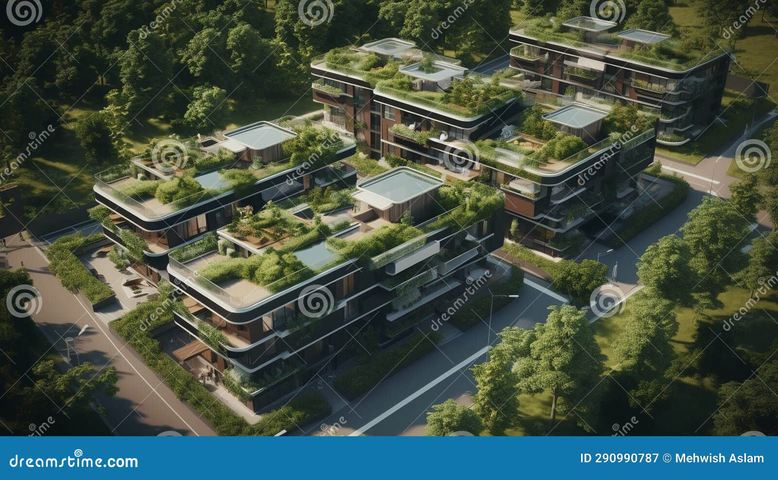 An Aerial View of a Triplex Complex with Green Spaces Stock ...