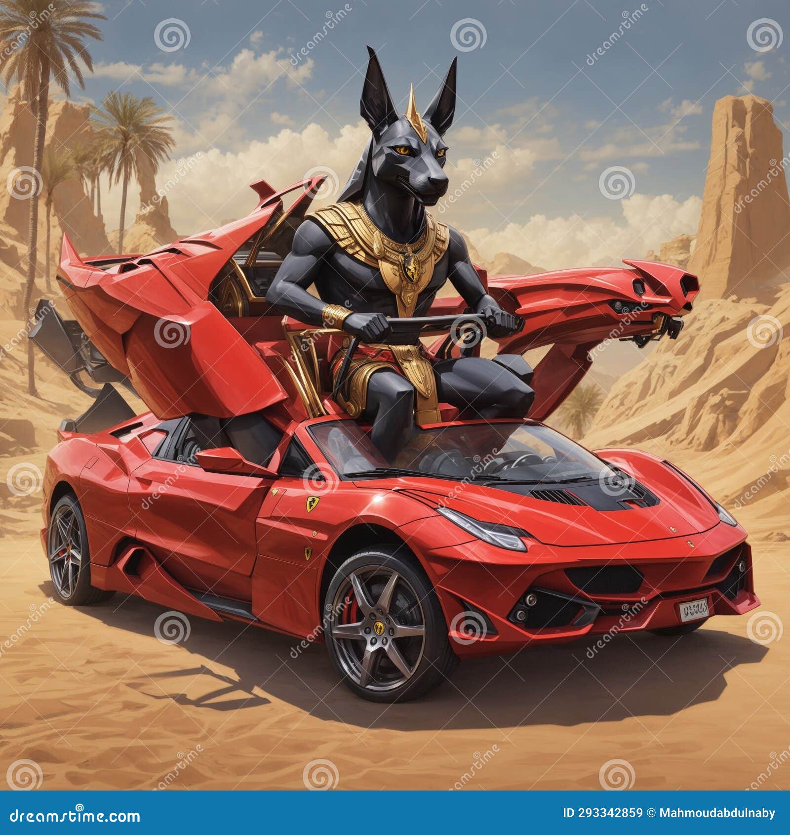 Anubis Riding a Ferarri stock illustration. Illustration of ferarri ...