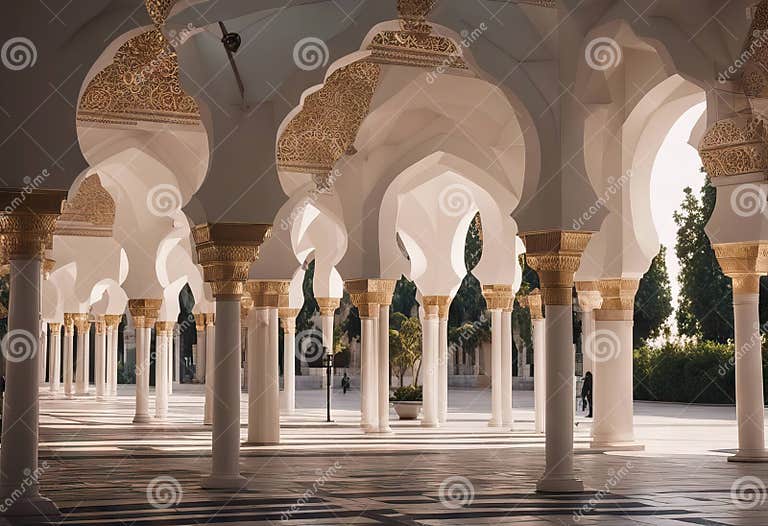 Beautiful Arch at Public Mosque Stock Illustration - Illustration of ...