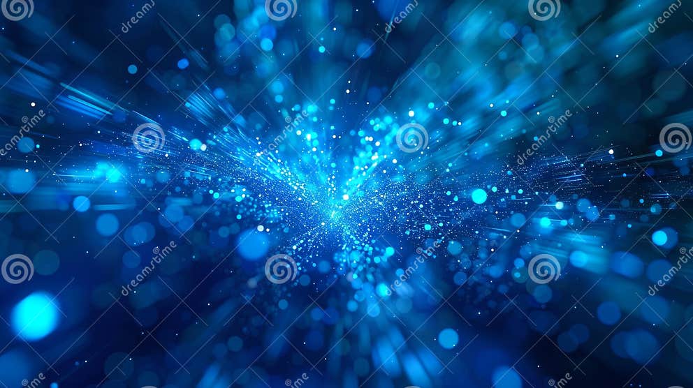 Blue Glow Particles Forming a Radiant Burst, Like a Firework, Creating ...