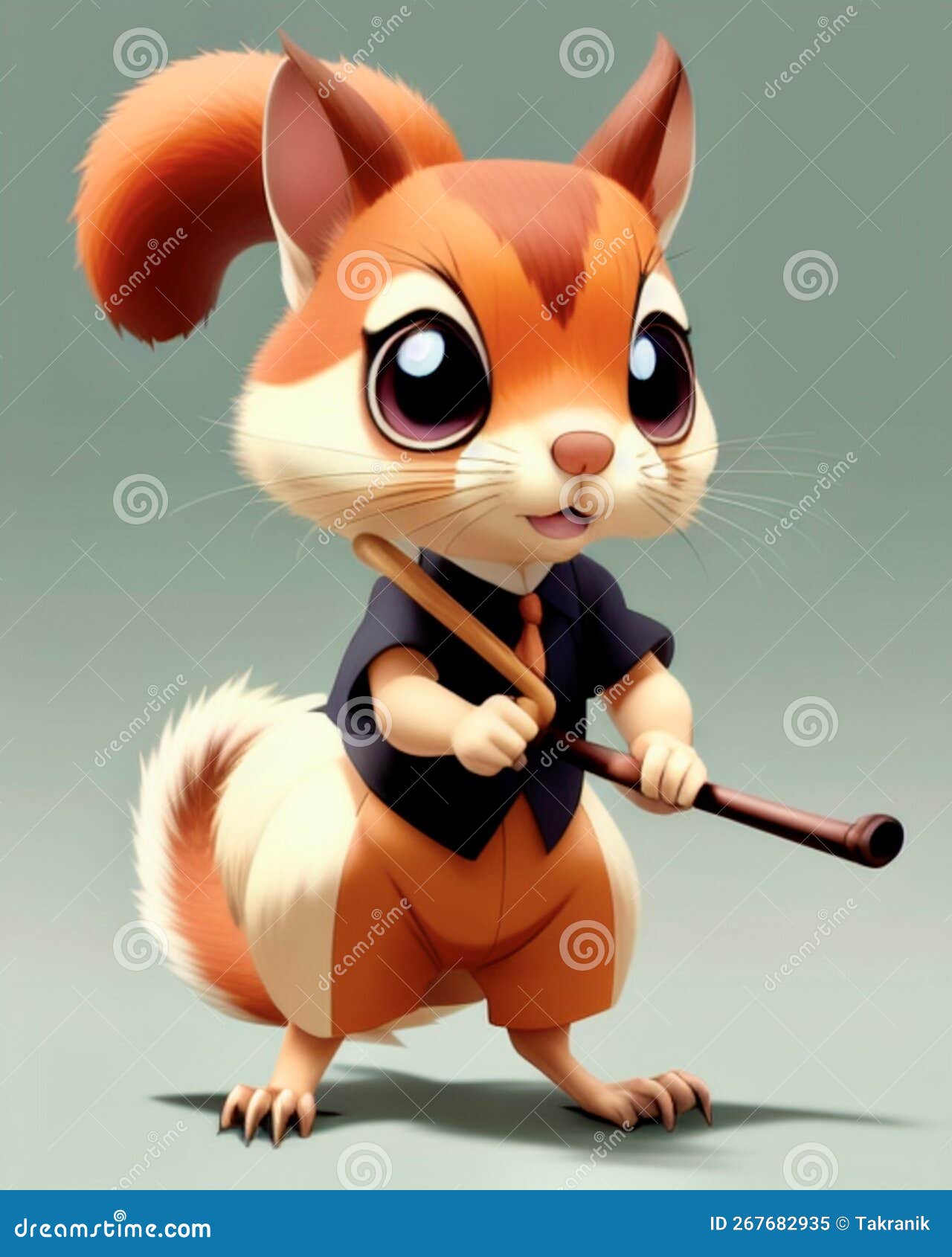 Cartoon Squirrel with a Cane in Hand Stock Illustration - Illustration ...