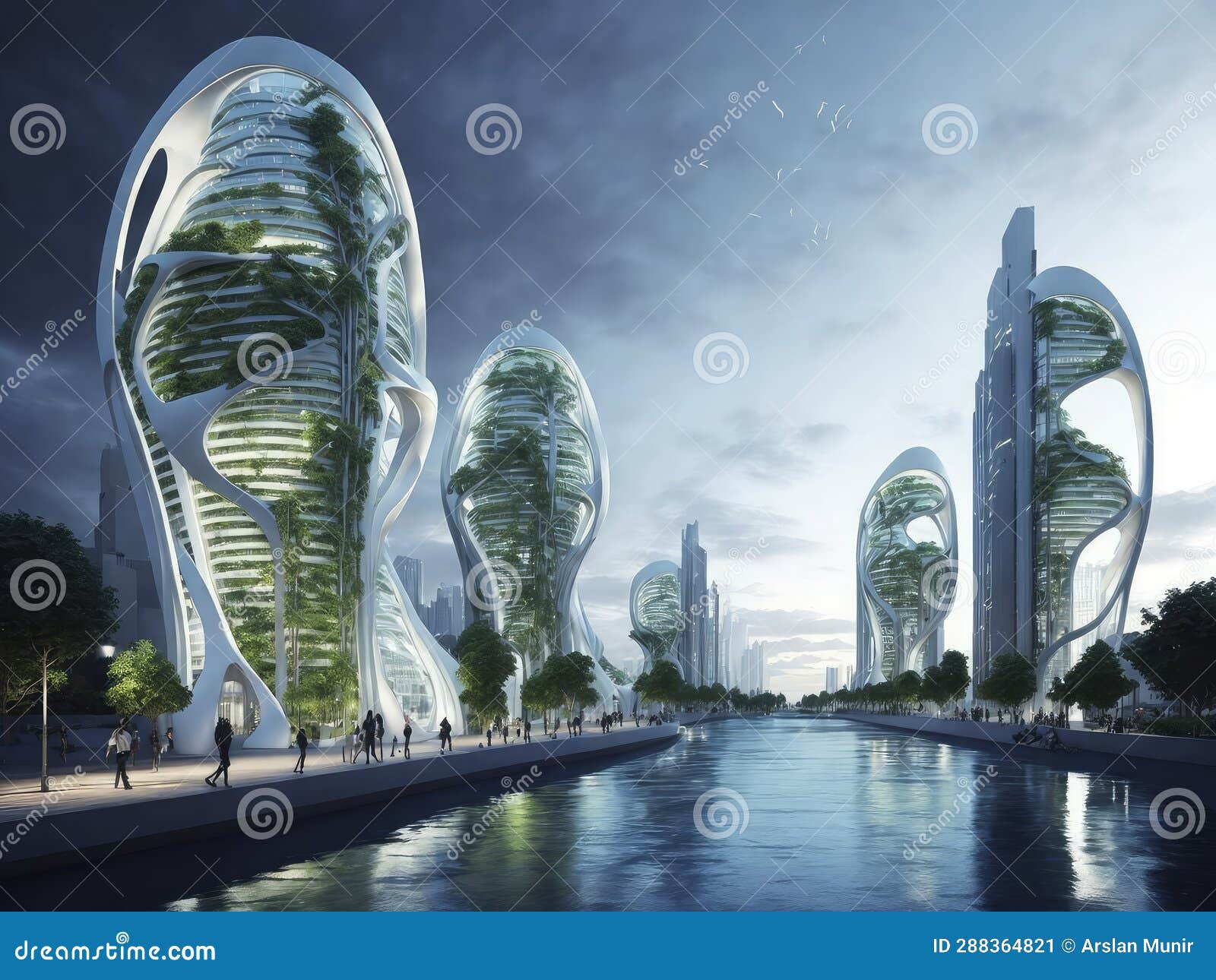 A City Where Nature and Technology Harmoniously Coexist. Stock ...