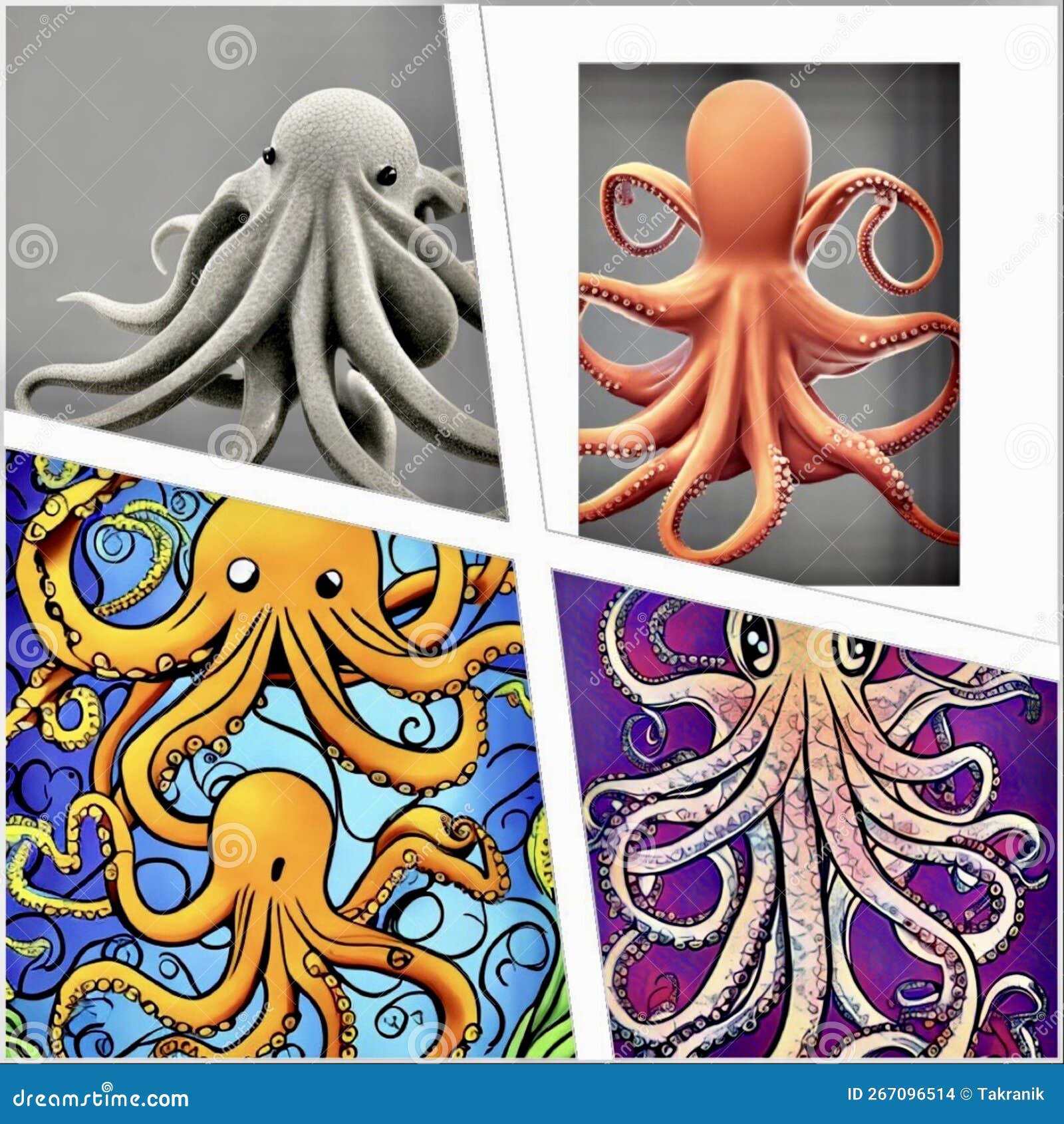 Collage of octopuses stock illustration. Illustration of collage ...