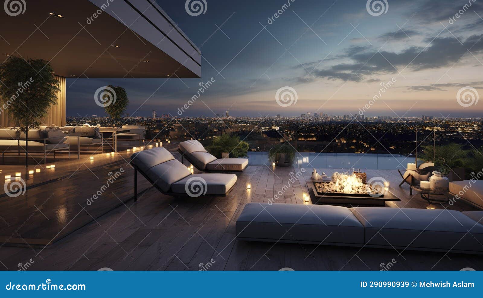 A Contemporary House with a Rooftop Terrace and Panoramic Views Stock ...