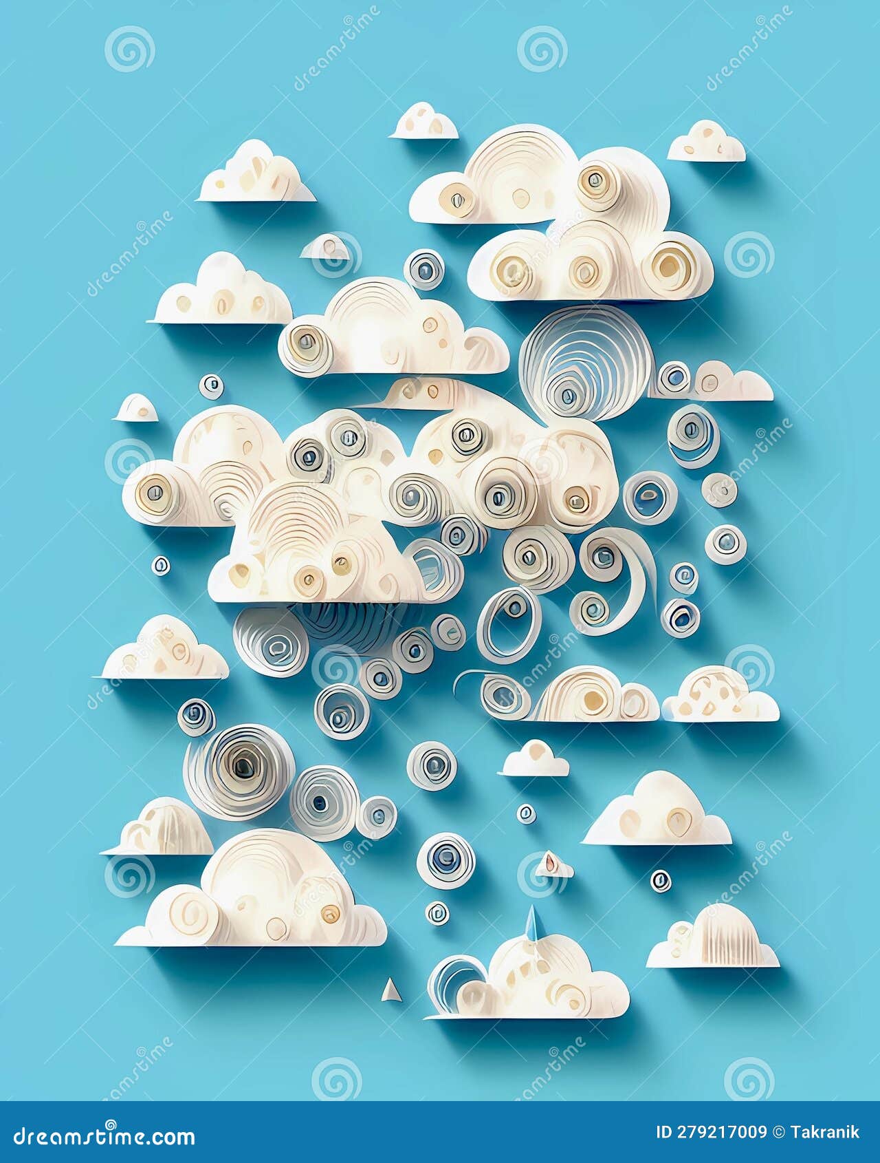 A Detailed Illustration of Clouds Quilled Paper Stock Illustration ...