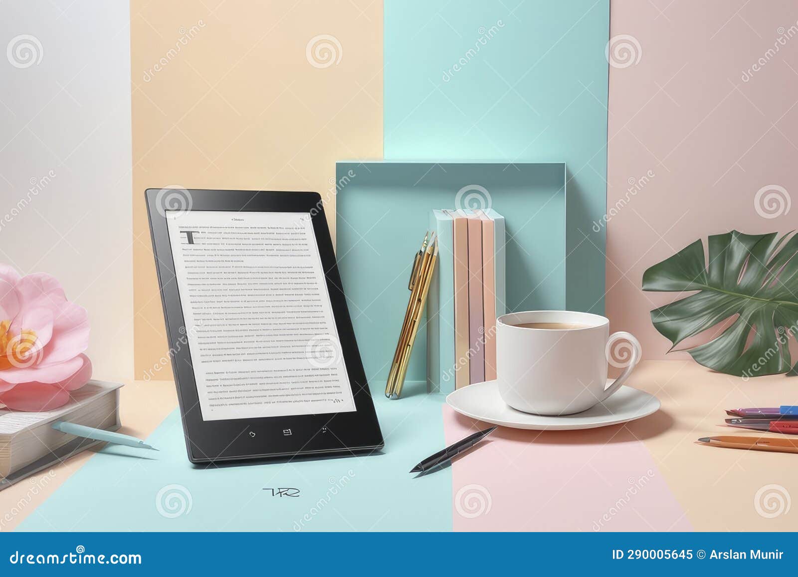 An E-reader on a Soft Pastel-colored Backdrop To Create a Soothing and ...