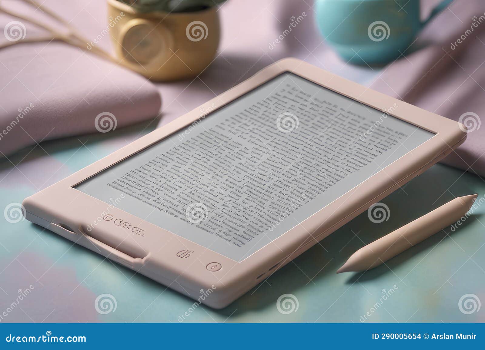 An E-reader on a Soft Pastel-colored Backdrop To Create a Soothing and ...