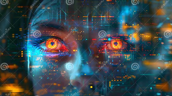 Digital Gaze: the Eyes of the Future Stock Illustration - Illustration ...