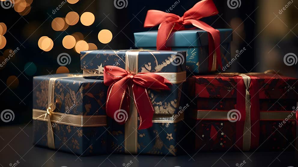 A Festive Assortment of Holiday-themed Gift Boxes Stock Illustration ...