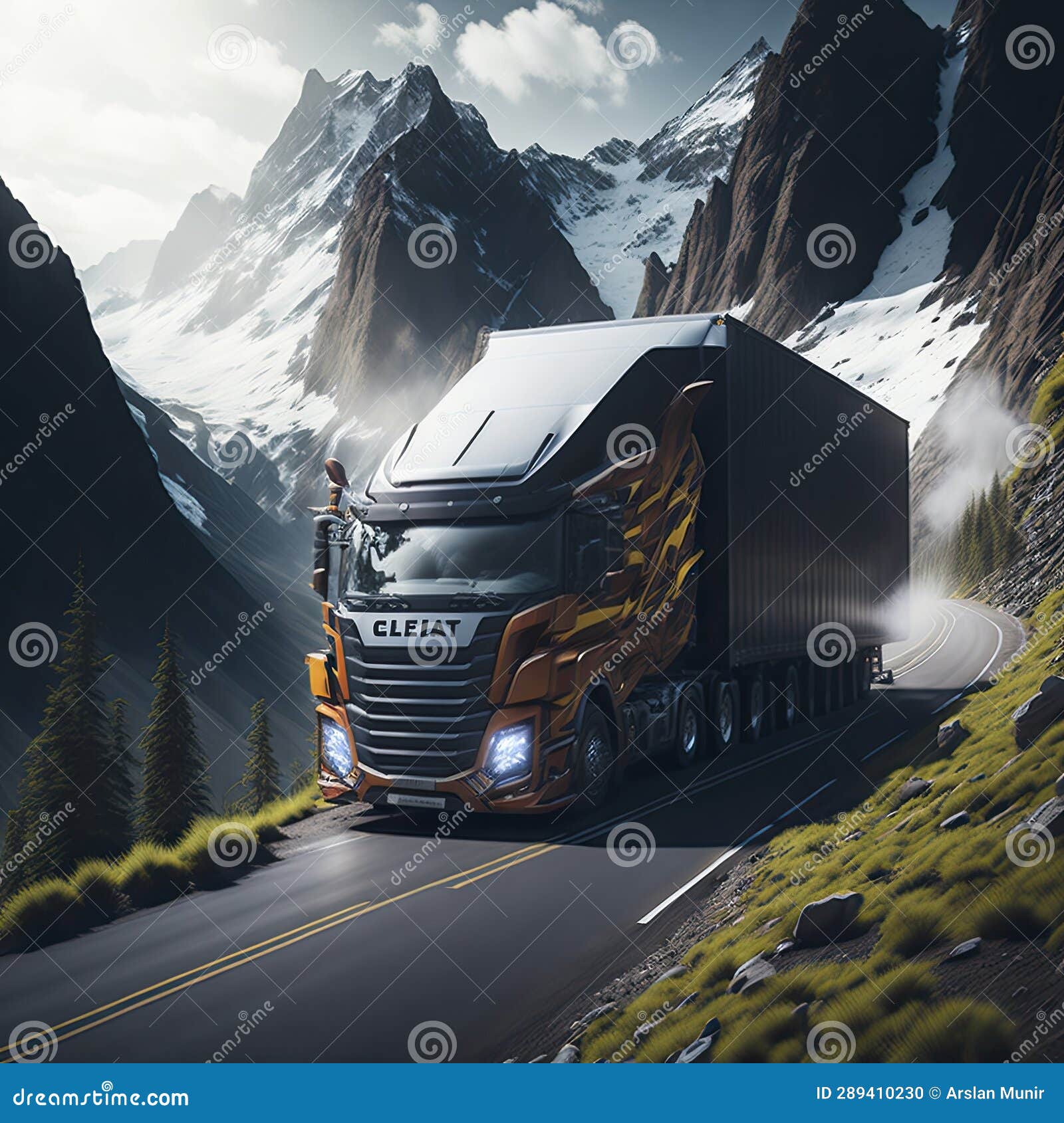 A Gleaming, Modern Loading Truck, Its Powerful Engine Roaring As it ...