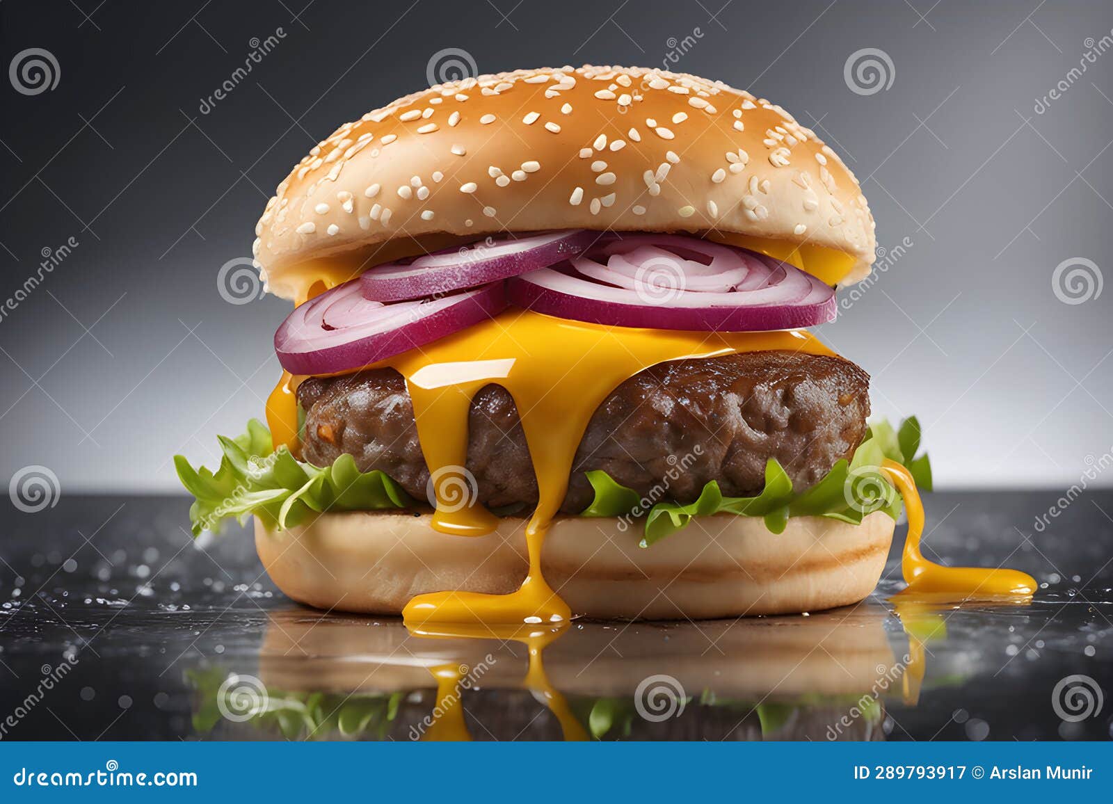 A Gourmet Burger on a Sleek Silver Background Stock Illustration ...
