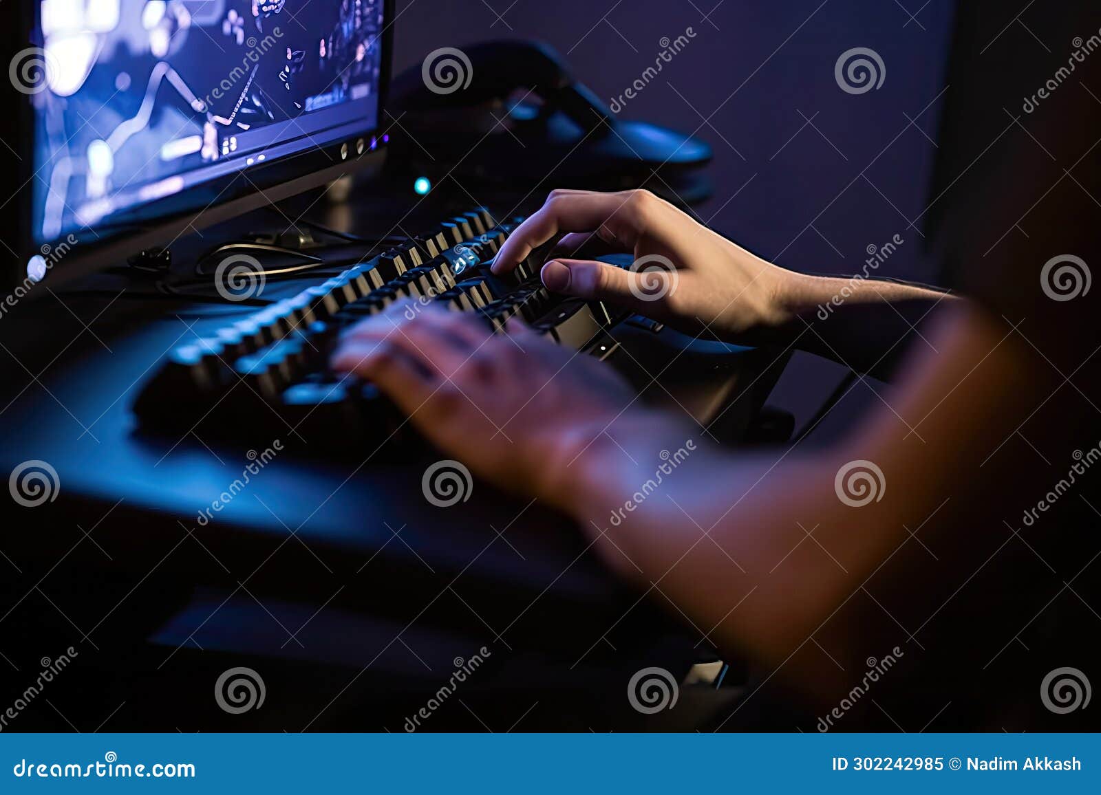 Hands Young Gamer Playing Video Games Gaming Setup Stock Image - Image ...