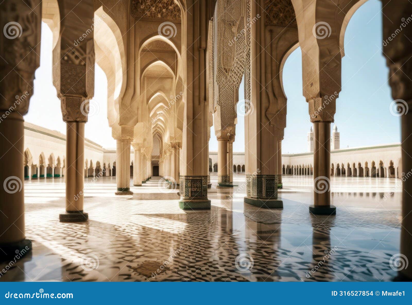 Hassan Arcade Mosque II Morocco Casablanca Stock Illustration ...