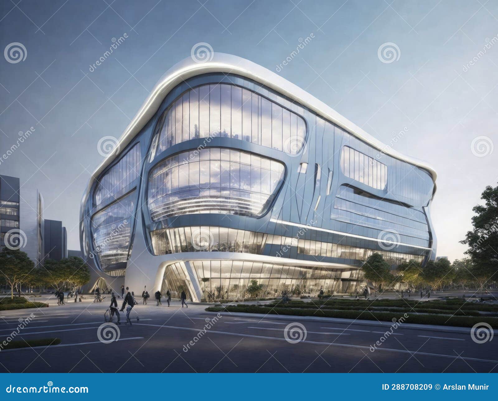 High-Tech Office Complex stock illustration. Illustration of downtown ...