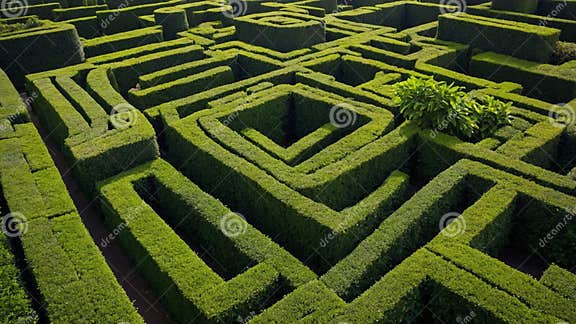 A Huge Complex Hedge Maze Made of Leaf Stock Illustration ...