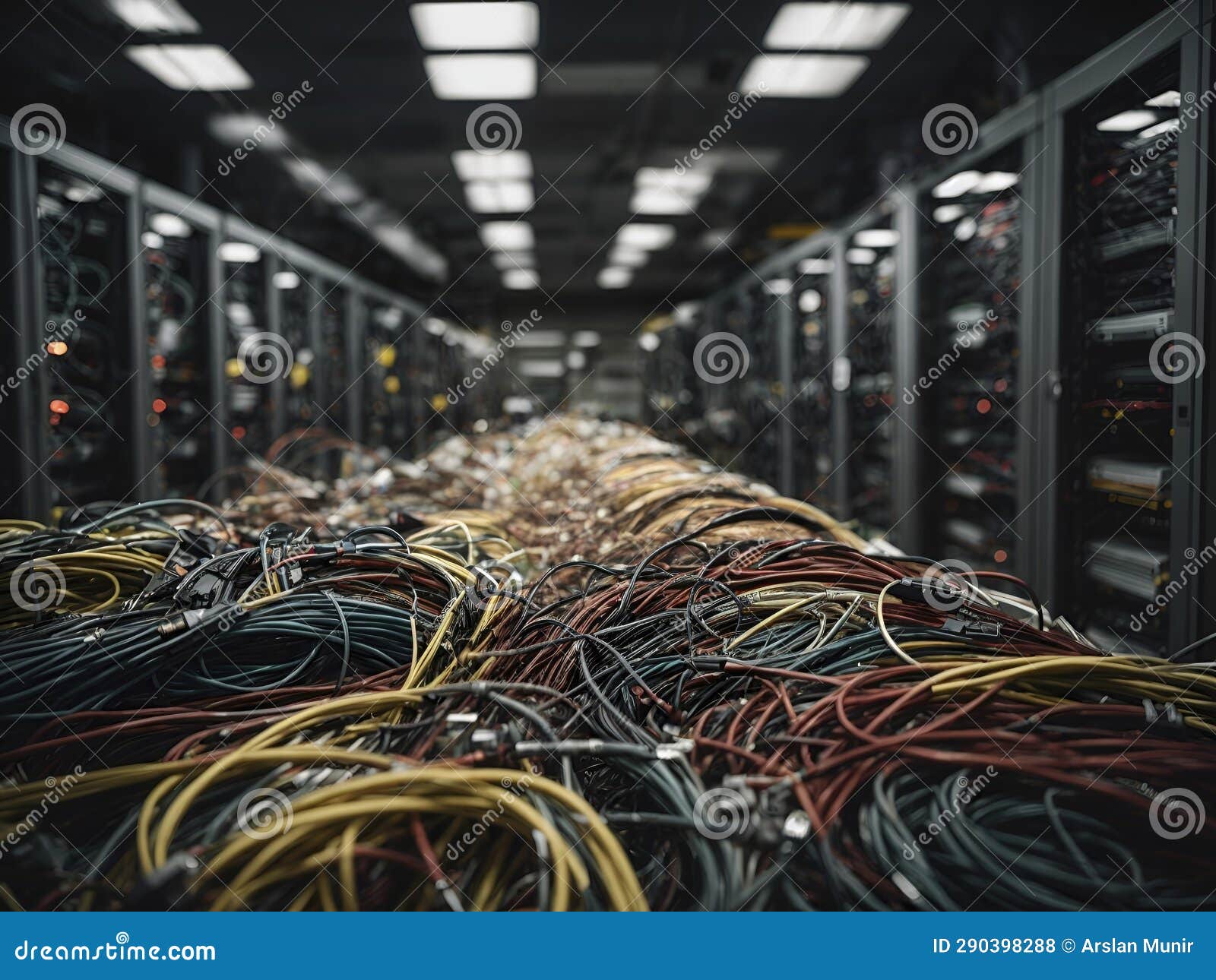 The Intricate Web of Cables and Wires in a Server Room Stock ...