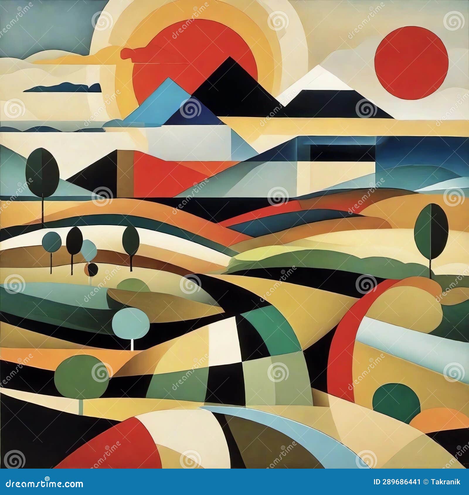 Landscape in Style of Dadaism Stock Illustration - Illustration of ...