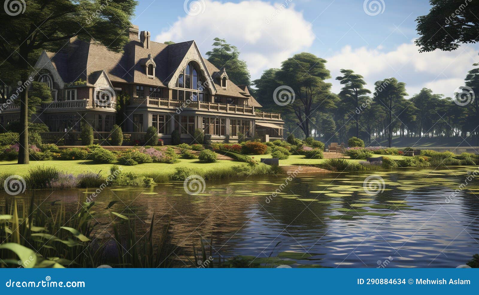 A Mansion with a Private Lake or Pond on the Property Stock ...