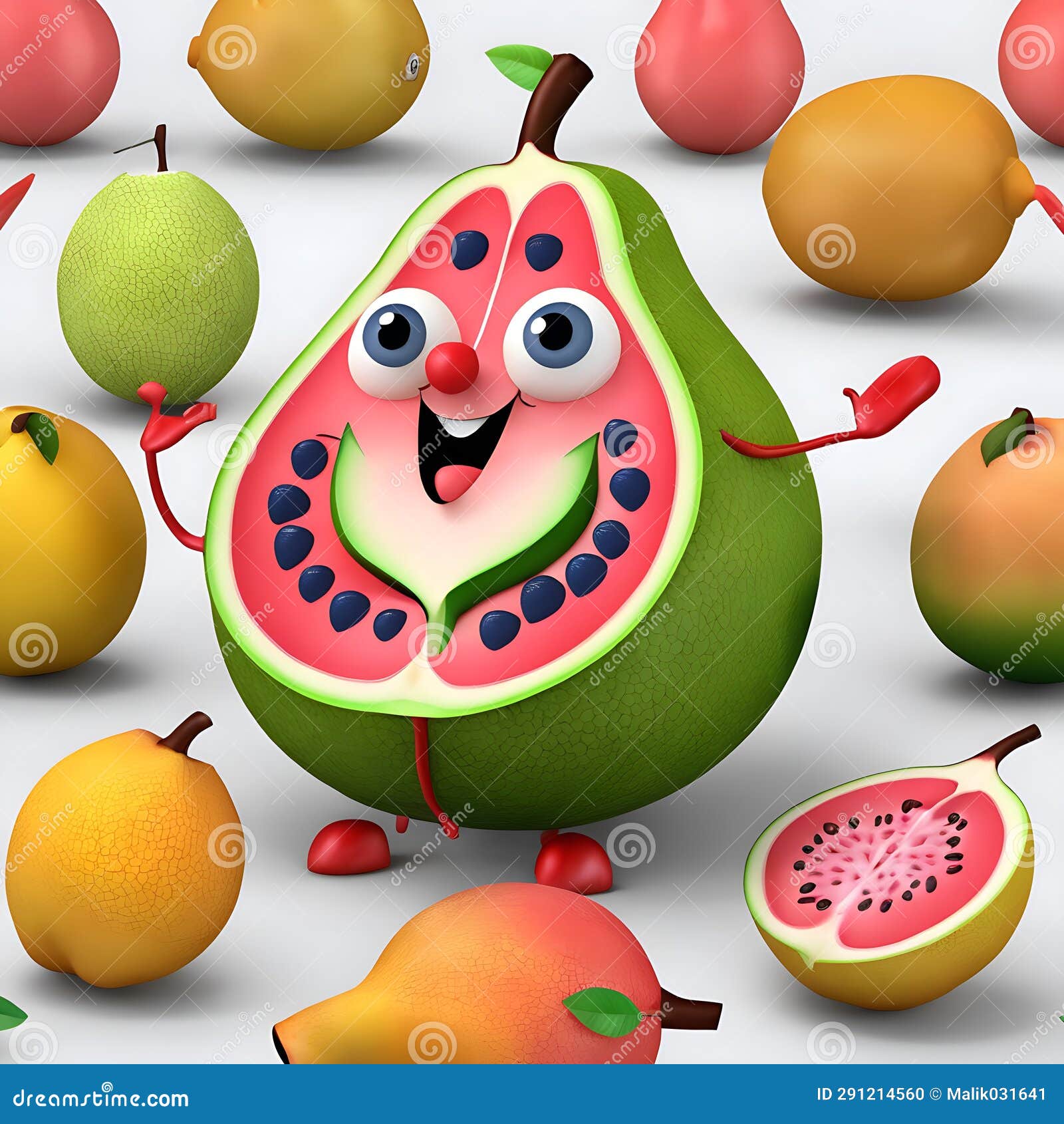A Mesmerizing 3D Guava Cartoon Character Stock Illustration ...