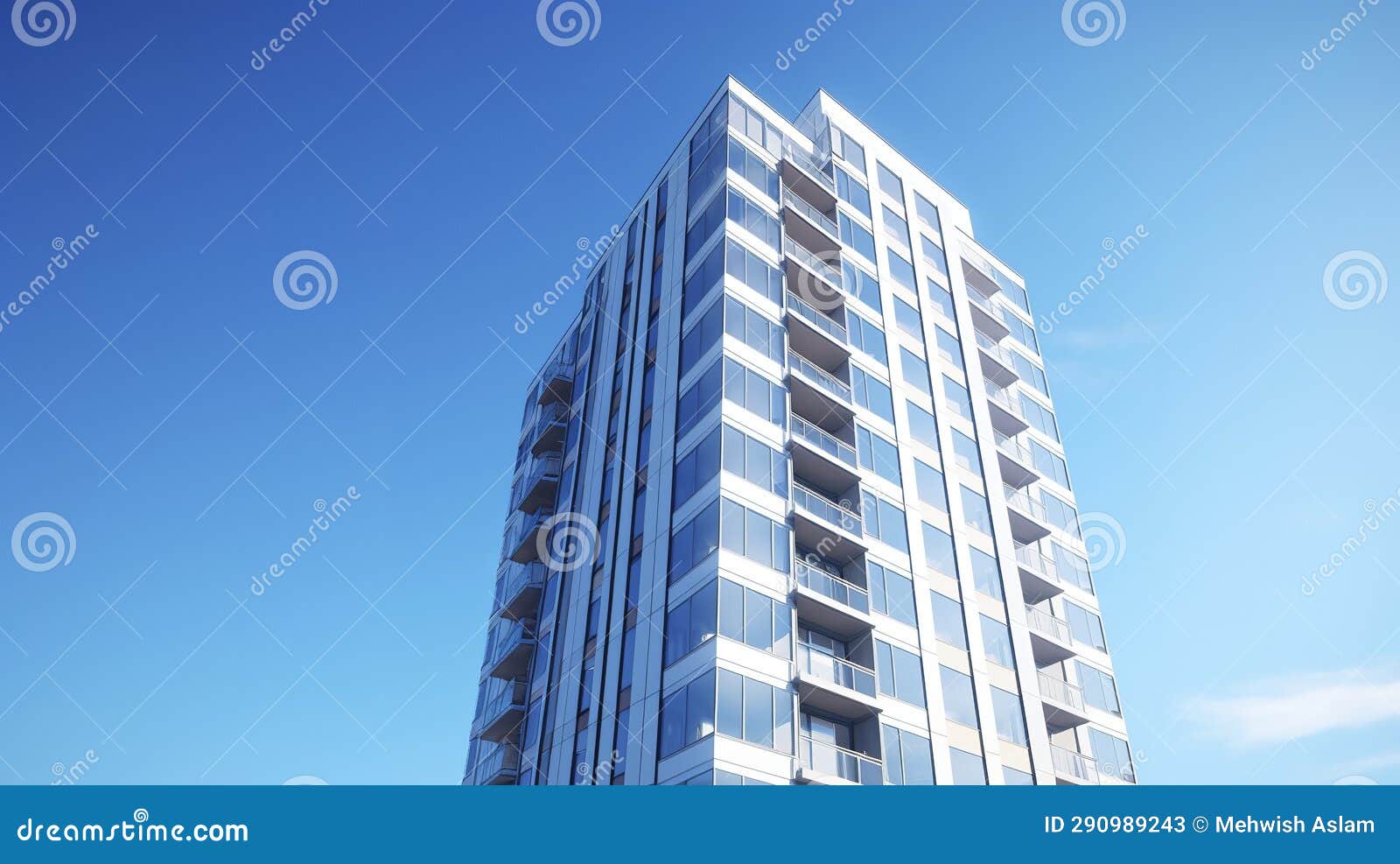 A Modern High - Rise Condominium Building Against a Blue Sky Backdrop ...