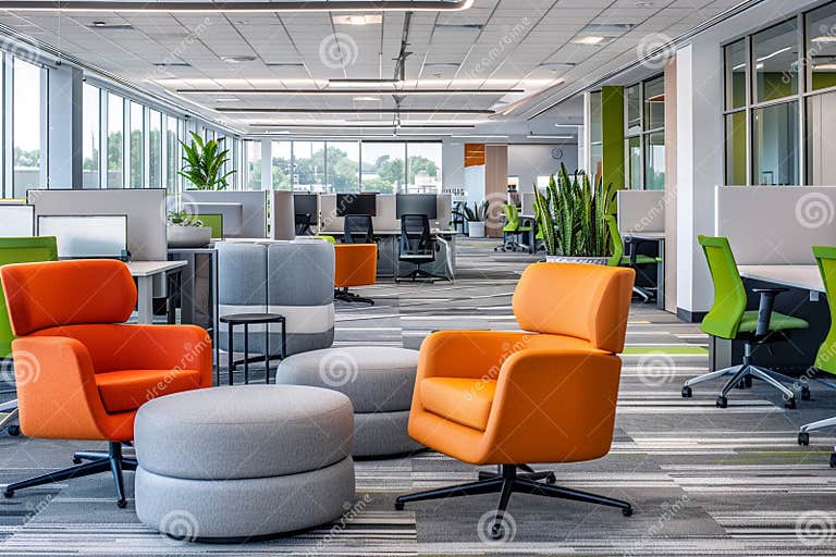 A Modern Open Office with Flexible Seating and Designated Collaboration ...