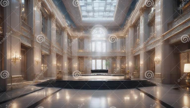 Modern Three Dimensional Visualization White Business Bright Mall ...