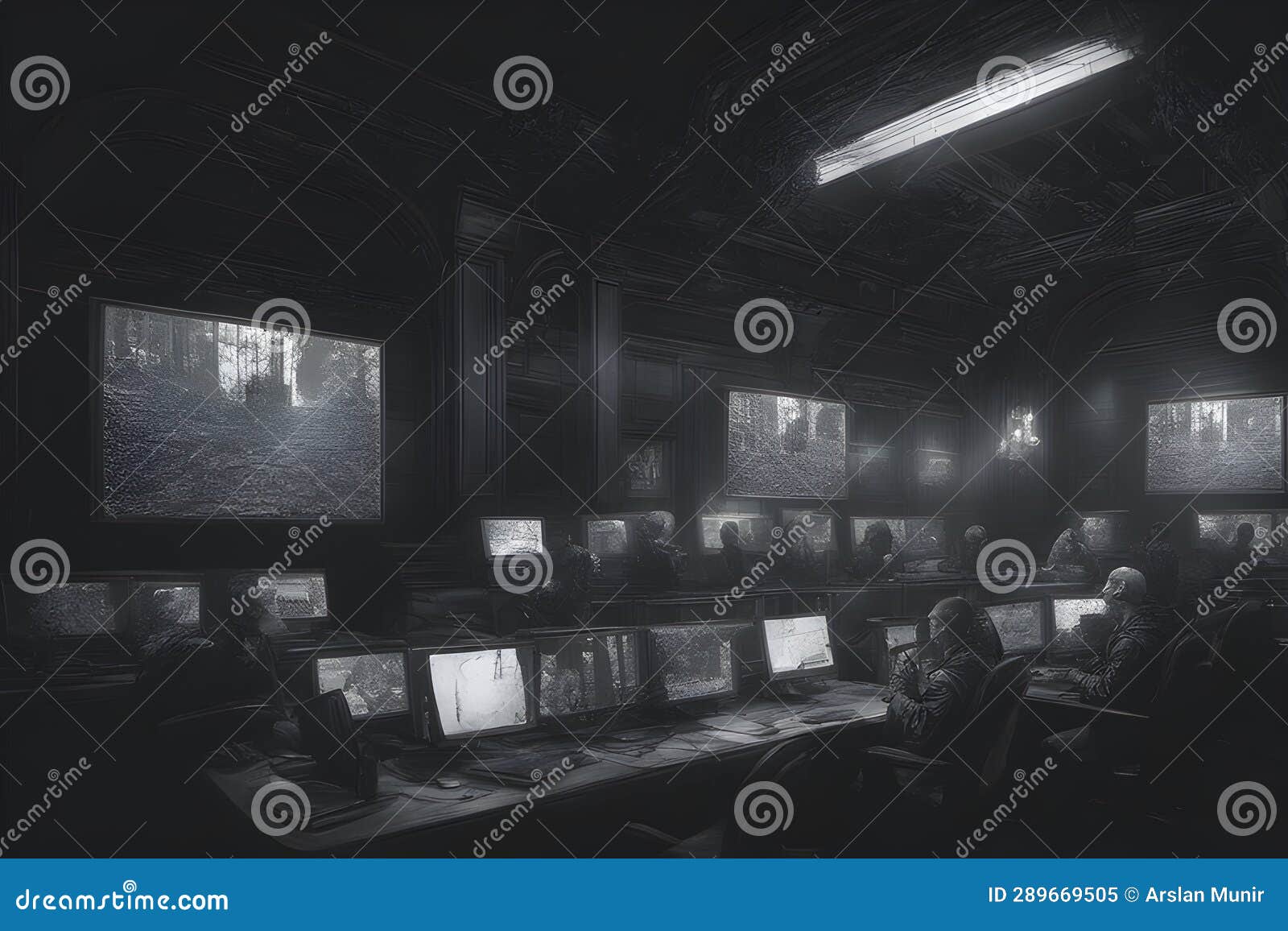 Monochromatic View from a CCTV Monitor Stock Illustration ...
