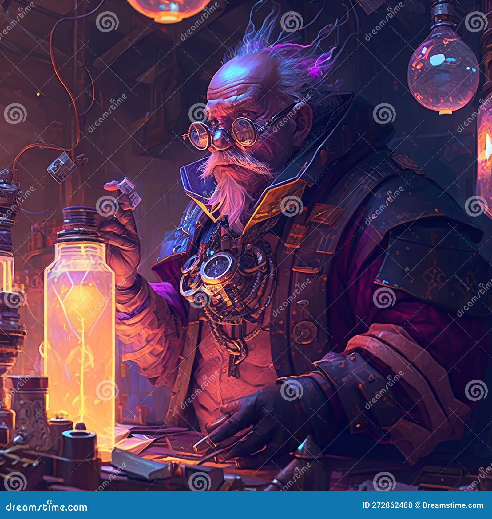 Old Male Scientist Experimenting Chemicals in the Laboratory with ...