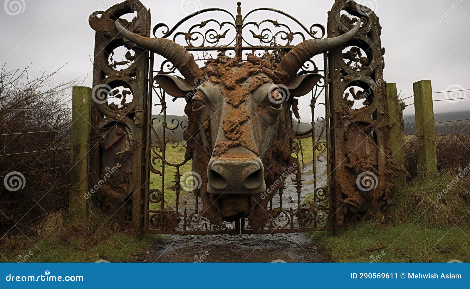 A Photo of a Cattle Head Gate Stock Illustration - Illustration of wall ...