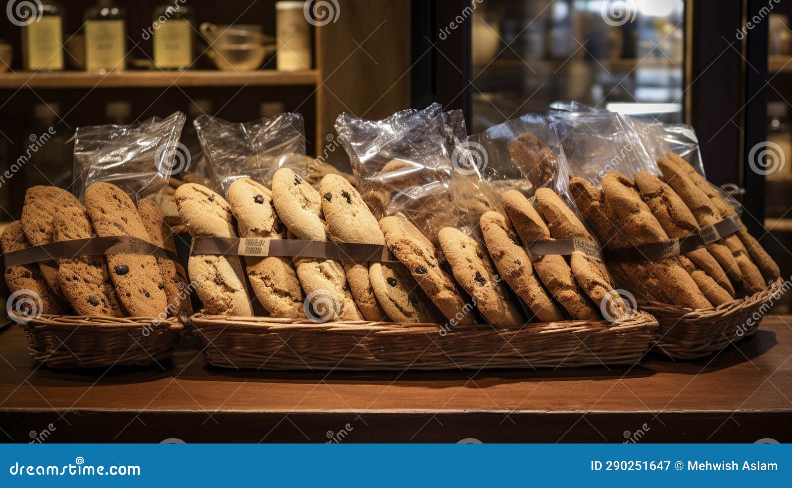 A Photo of a Coffee Shop Biscotti Display Stock Illustration ...