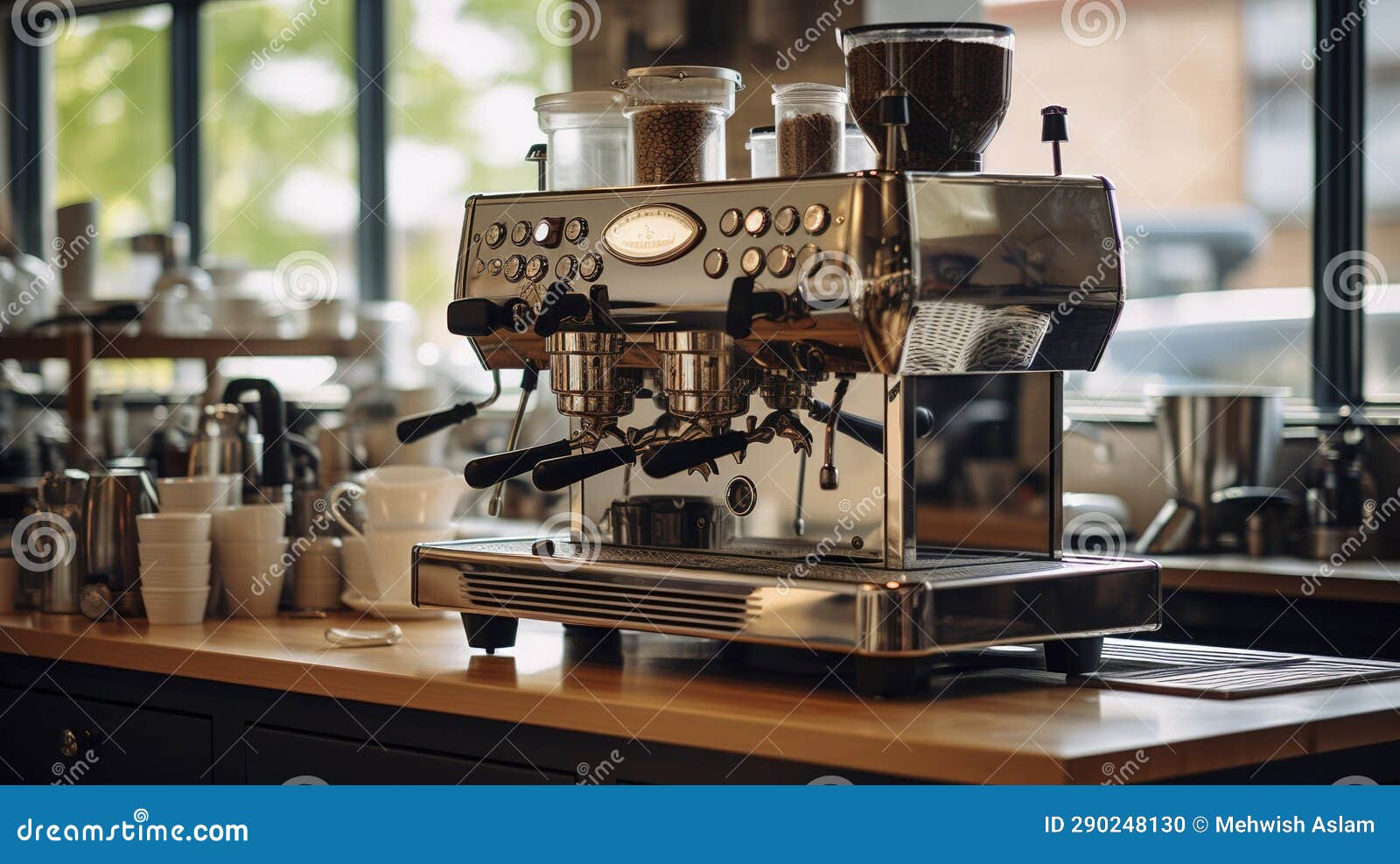 A Photo of a Coffee Shop Espresso Machine Stock Illustration ...
