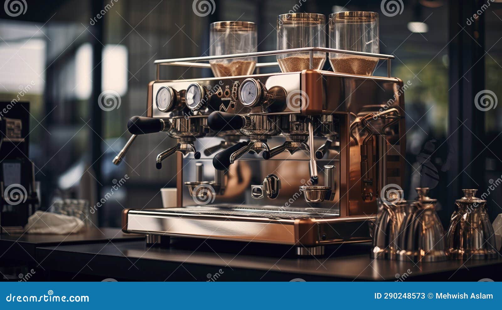 A Photo of a Coffee Shop Espresso Machine Stock Illustration ...