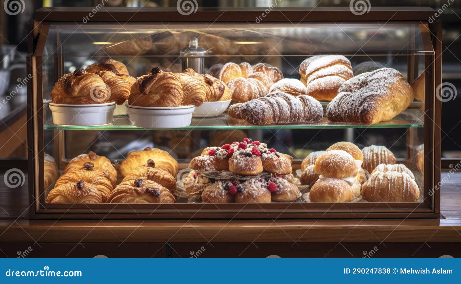 A Photo of a Coffee Shop Pastry Display Stock Illustration ...