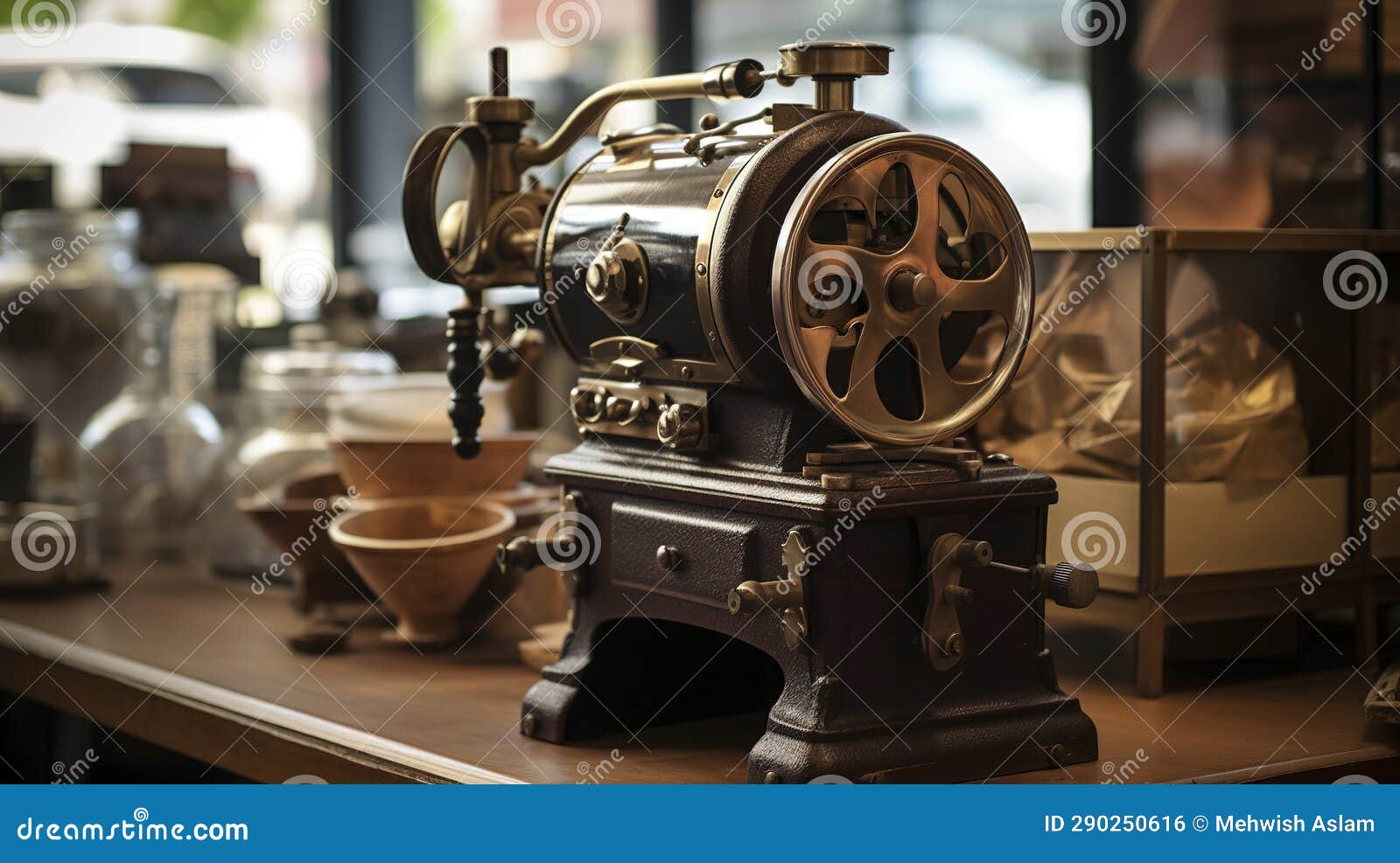 A Photo of a Coffee Shop Roasting Machine Stock Illustration ...