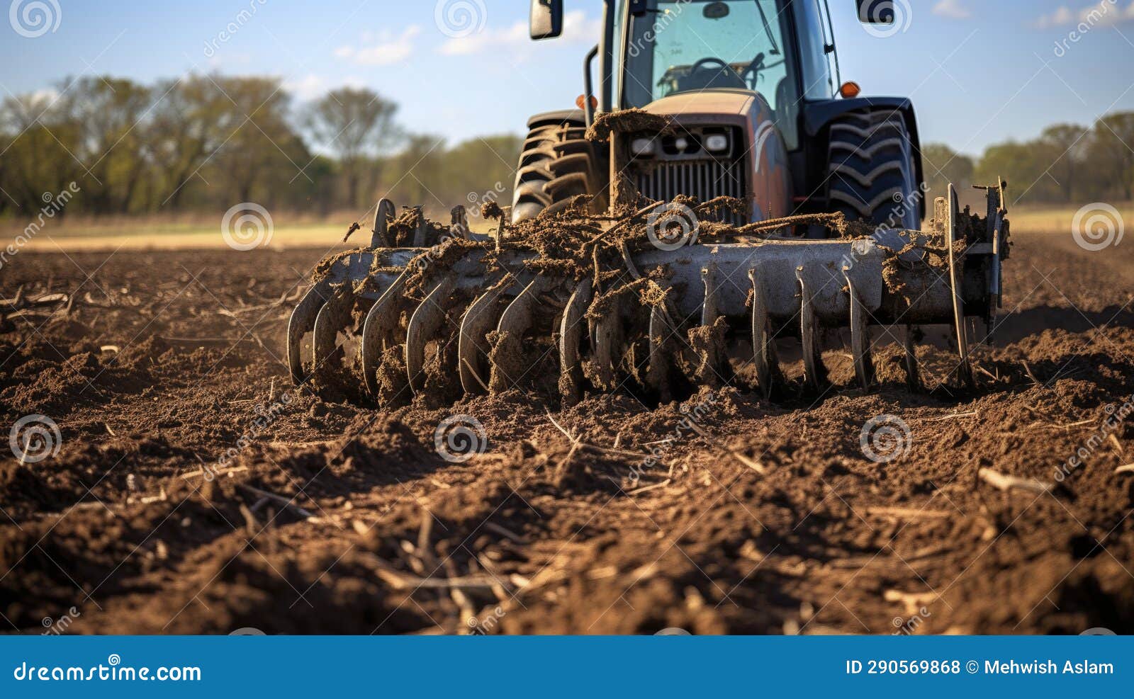 A Photo of a Disc Harrow Breaking Up Soil Stock Illustration ...